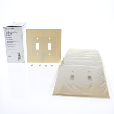 🏠 10 Eaton Ivory JUMBO 2-Gang Toggle Switch Covers Oversized Wallplate ...