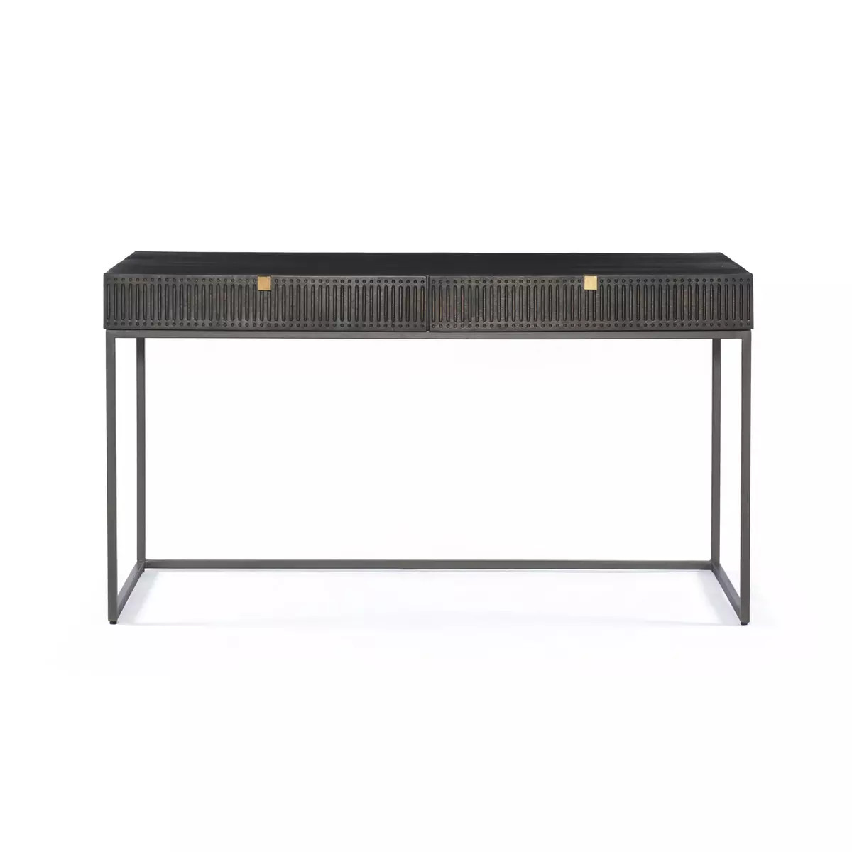 Four Hands Kelby Writing Desk - Carved Vintage Brown - Gunmetal ...