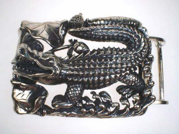 Large Sterling Silver Alligator Belt Buckle - Debra Rose Collection
