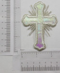 Iron On Patch Applique - Sacred Heart Cross 5 3/4" high White ...