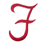 Iron On Patch Applique - Script Red Letter D - PATCHWORK PANDA LLC