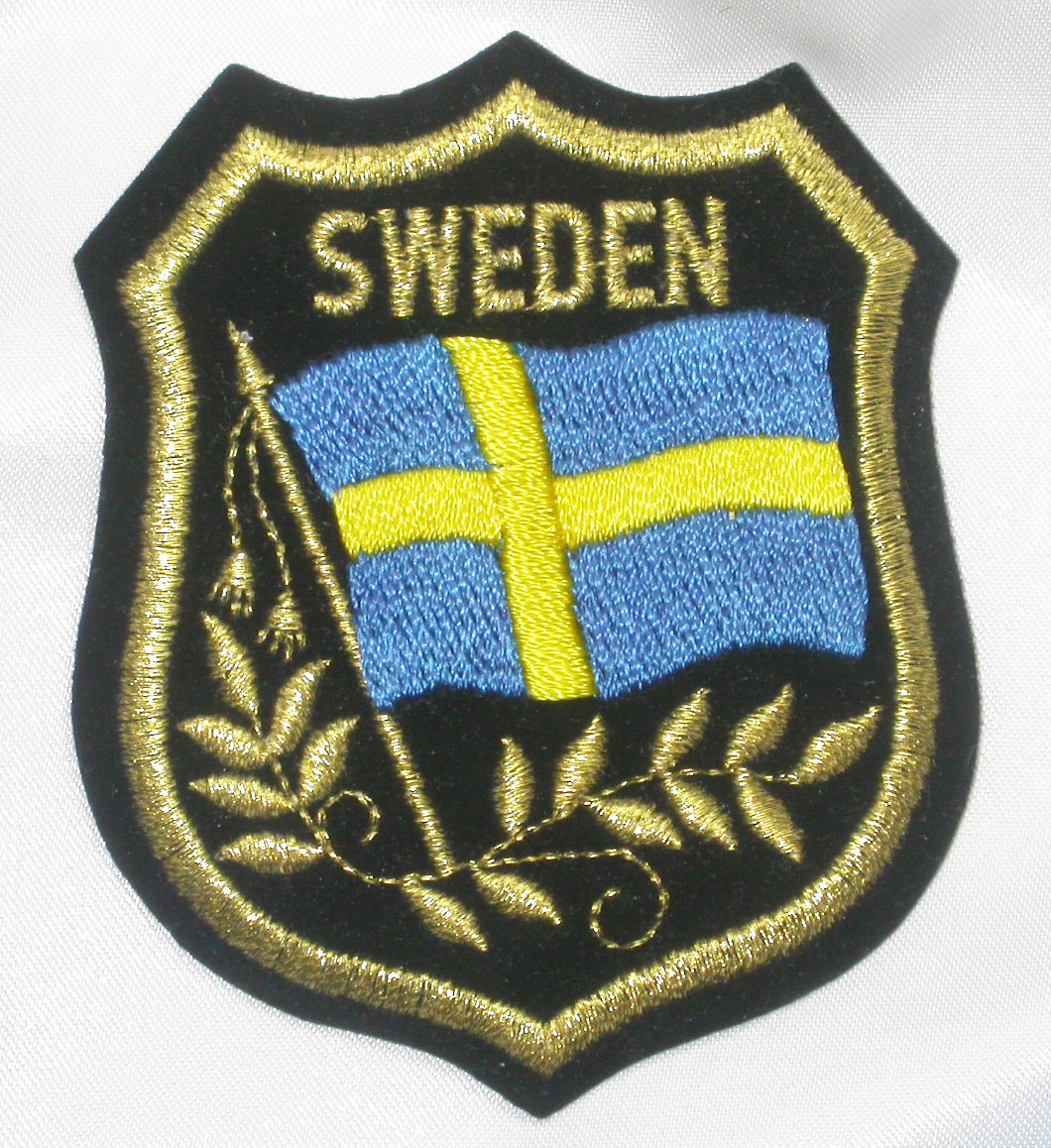 Iron On Patch Applique - SWEDEN Flag Crest - PATCHWORK PANDA LLC