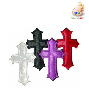 Iron On Patch Applique - Cross Satin Medium *Colors* - PATCHWORK PANDA LLC