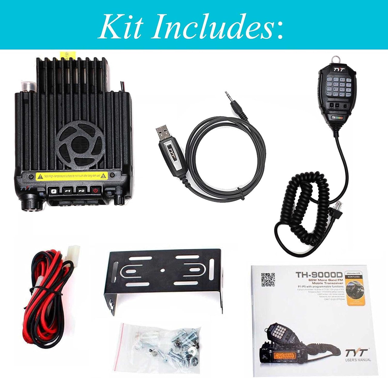 TYT TH-9000D 220-260MHz 200 Channels Mono Band Radio with USB cable and ...