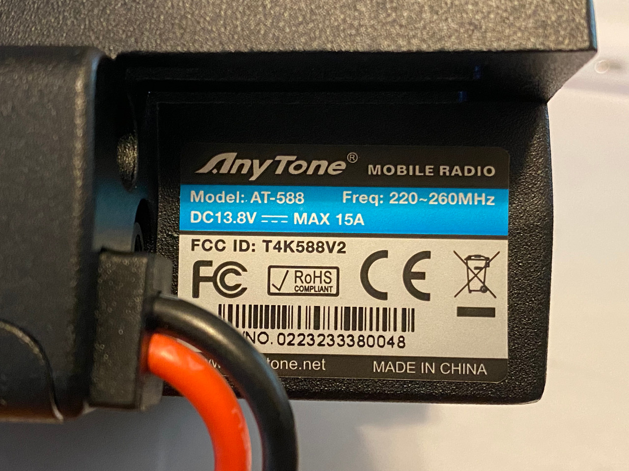 Anytone AT-588 220 Band 55 Watt Mobile with USB cable and software