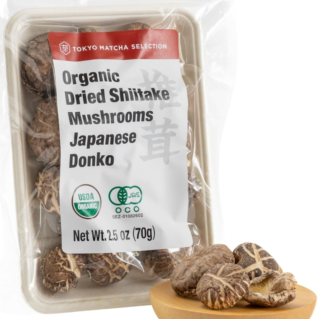 Organic Dried Shiitake Mushrooms, Premium Japanese Donko 2.5 oz (70 g ...