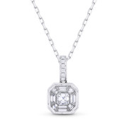 0.52ct Round Cut Diamond Pave Fancy-Loop Stack Pendant & Chain Necklace ...