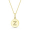Initial Letter "Z" Cubic Zirconia Crystal Round Disc Pendant in Solid ...