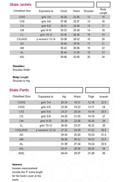 CHLOENOEL SIZING CHART