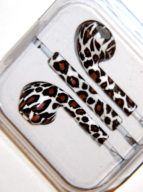 Cheetah / Snow Leopard Print Headphones / Earbuds - E-Jules.com