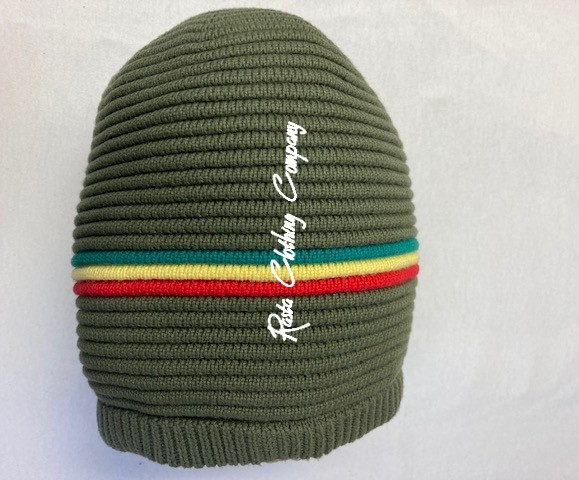 Knitted Large Without Peak Hat - Army Green/Colors (Ribbed) - Rasta ...