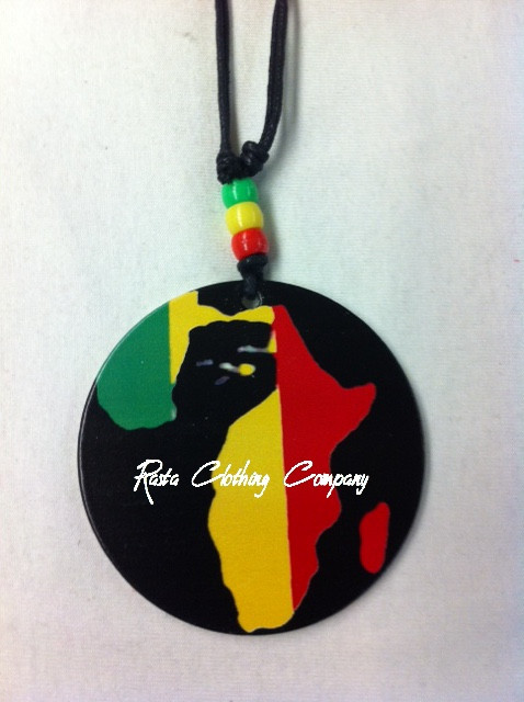 Africa Fist - Leather Cord With Rasta Wood Pendant : Rasta Necklace ...