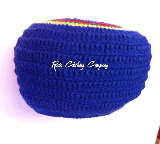 Authentic V2 Custom Knitted Rasta Tam - Blue/Red/Green/Gold (Large ...