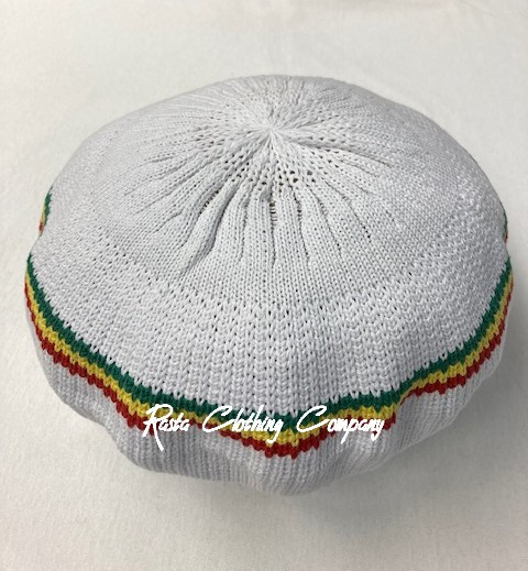 Knitted : Rasta Hat - Without Peak (White/Colors) - Rasta Clothing Company