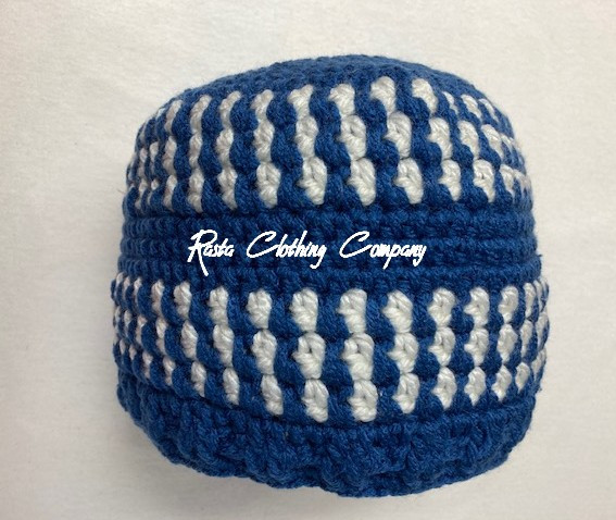 Authentic JBloc Custom Knitted Super Rasta Tam - Blue/White (Medium ...