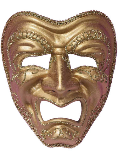 Gold Sad Tragedy Mask