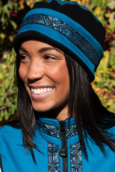 WOMEN'S AURORA HAT / (Softshell) / Ocean, Black, / Totem-Aqua (trim ...