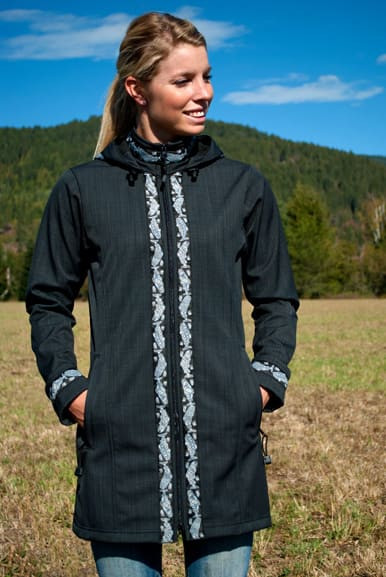 BOREALIS JACKET / (Softshell) / Raven, / Salmon-Navy (trim) - Copper ...