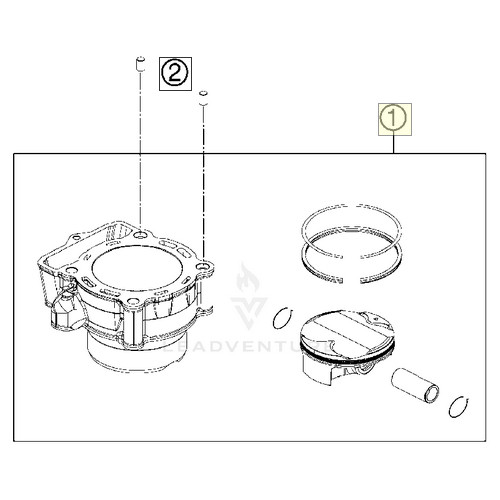 CYLINDER + PISTON CPL. (77530038000) - Judd Racing