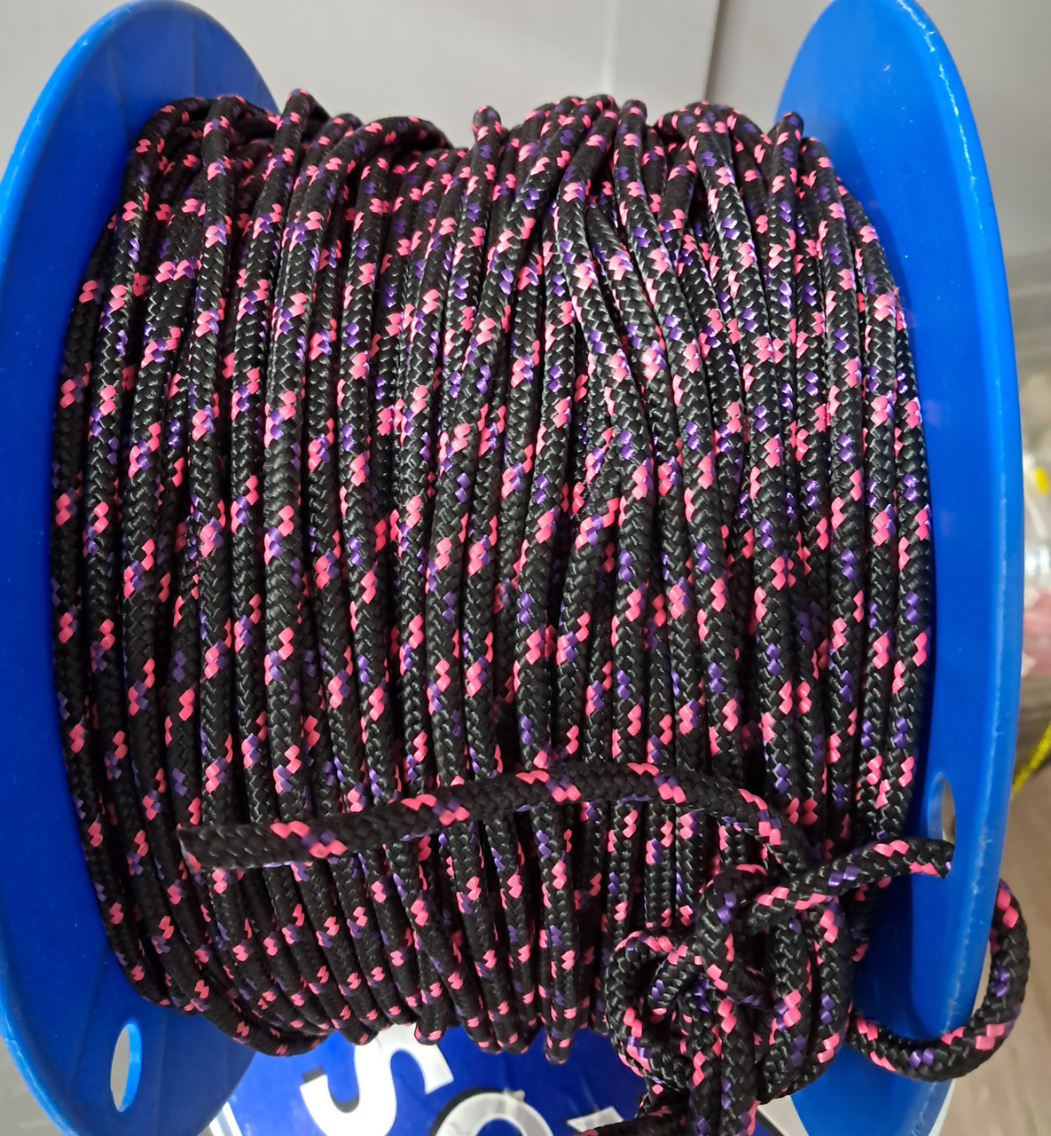 Rope 5mm Double Braid - Polyester - Black with pink and purple fleck ...