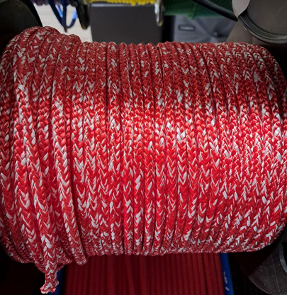 Rope 5mm Single Braid - Blend - Red and white (per metre) - Goose Marine
