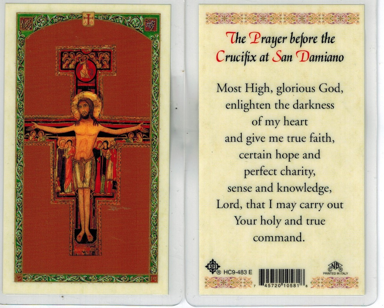 Laminated San Damiano Prayer Card