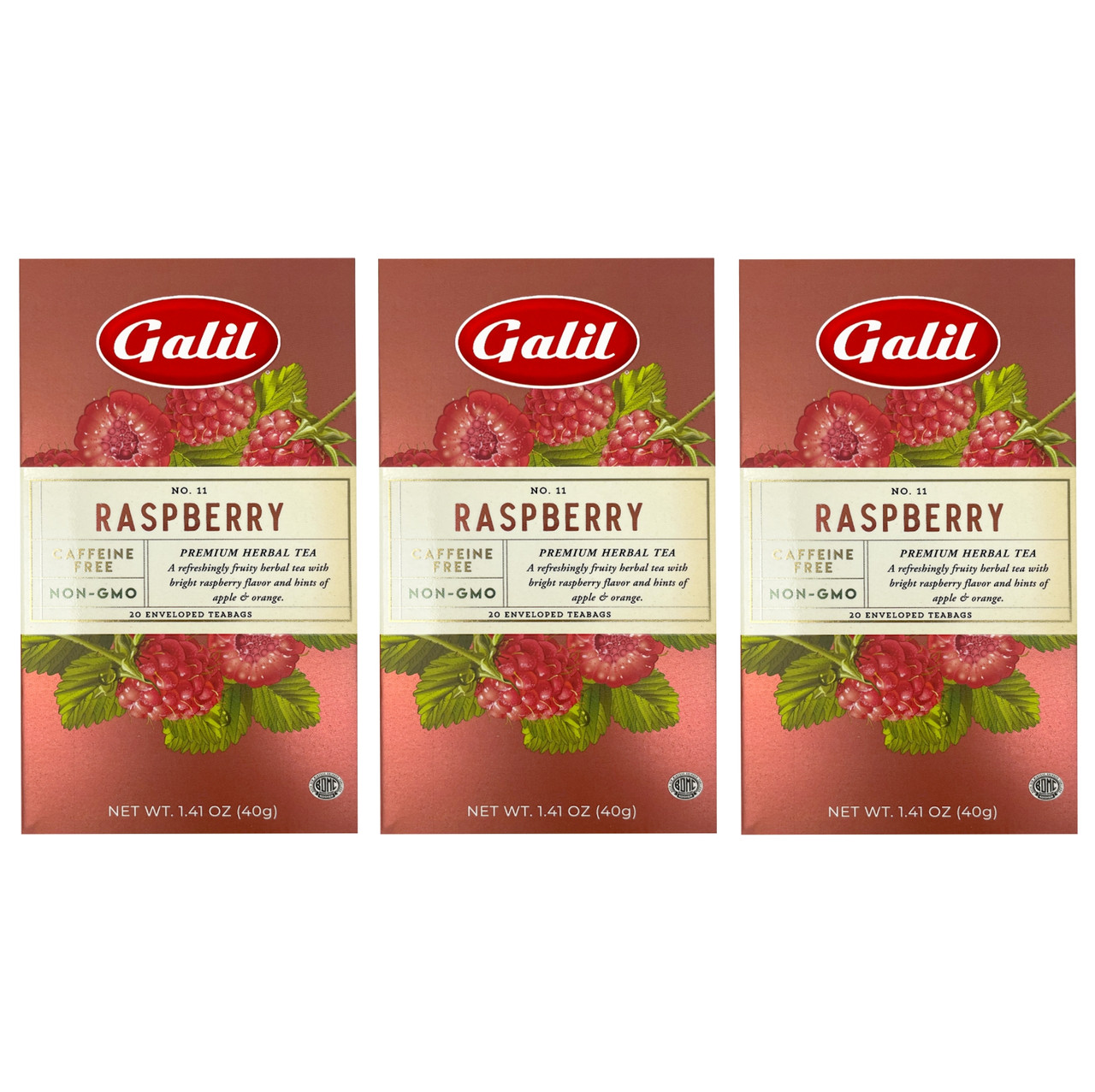 Galil Premium Raspberry Herbal Tea, Caffeine Free, 20 Count Tea Bags ...