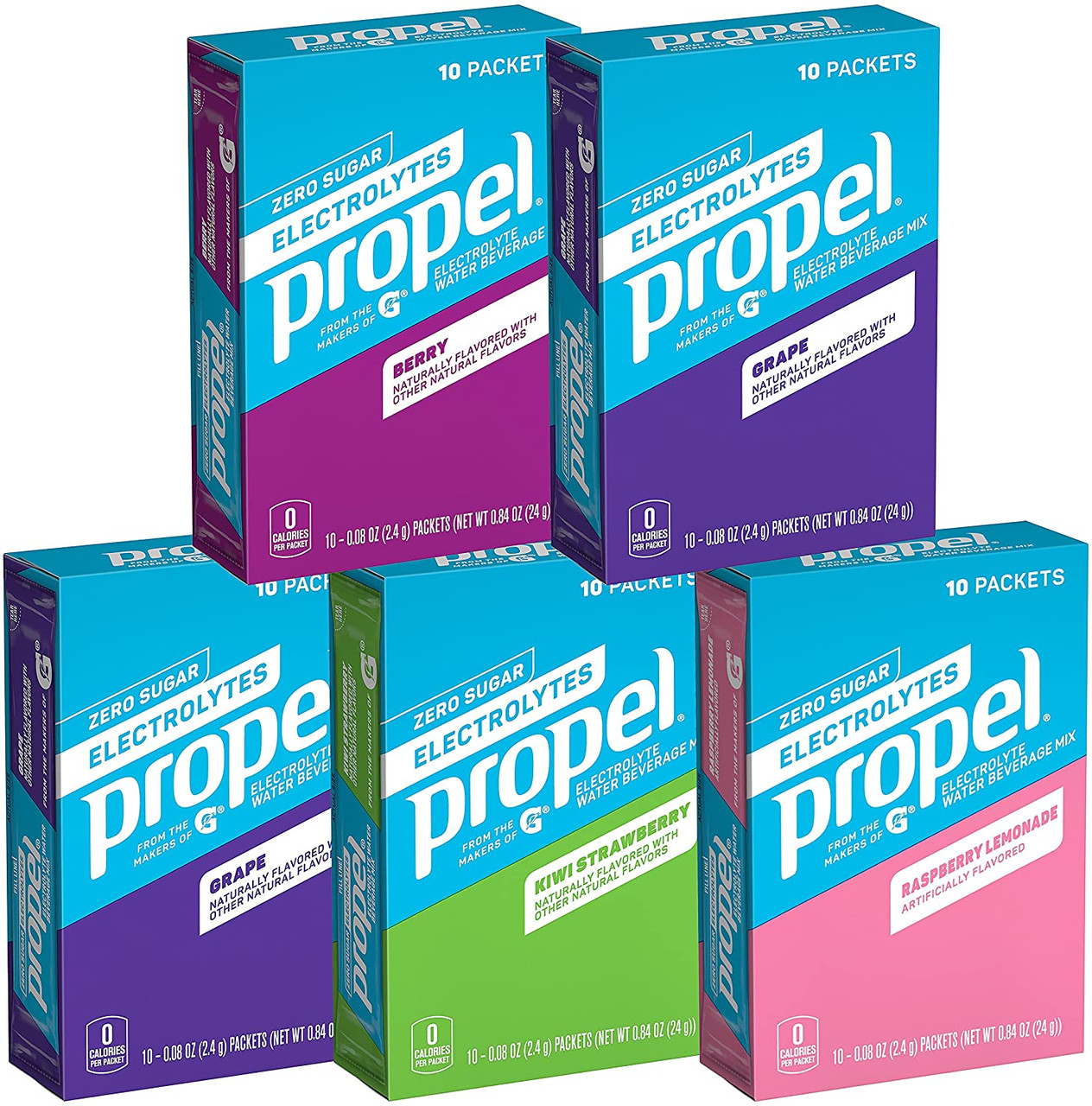 Propel Powder Packets 4 Flavor Variety Pack With Electrolytes, Vitamins ...