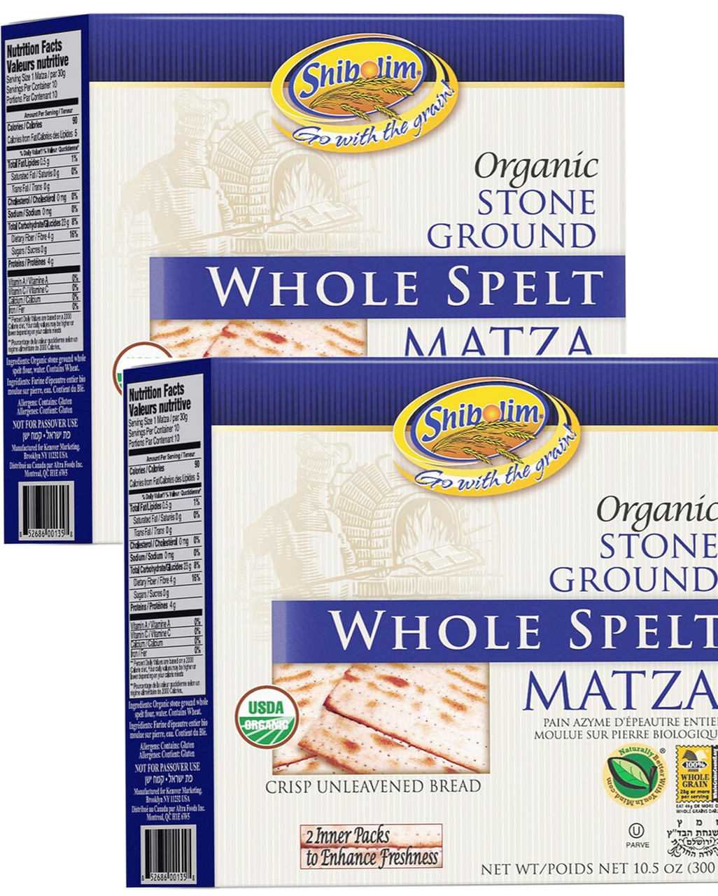 Shibolim Spelt Matza, Organic Spelt Matzo, 10.5 oz (Pack of 2) - Whole ...