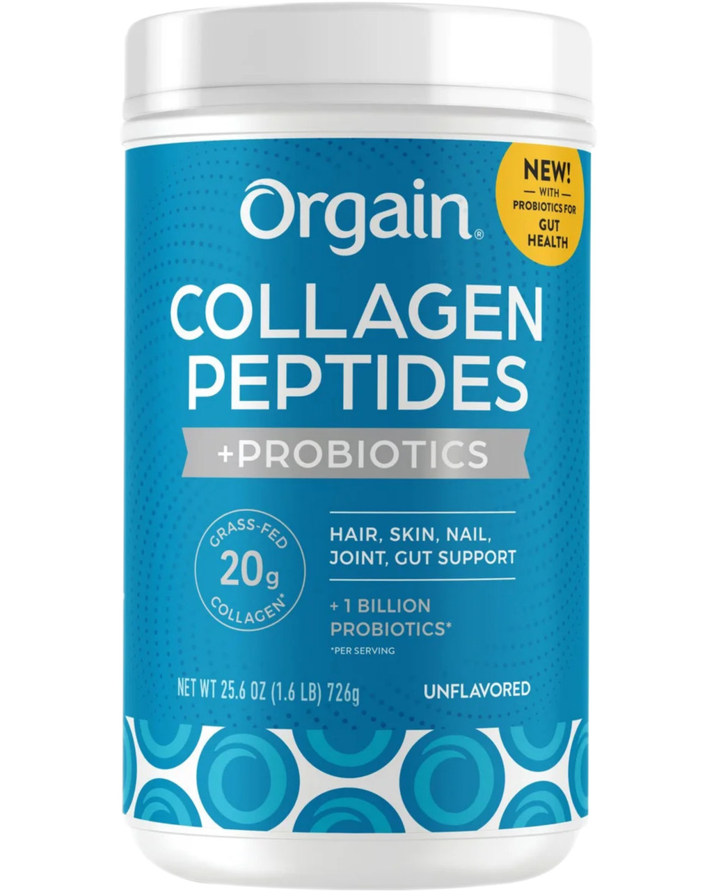 Orgain Collagen Peptides + Probiotics, Unflavored, 1.6 lb, 20g Grass ...