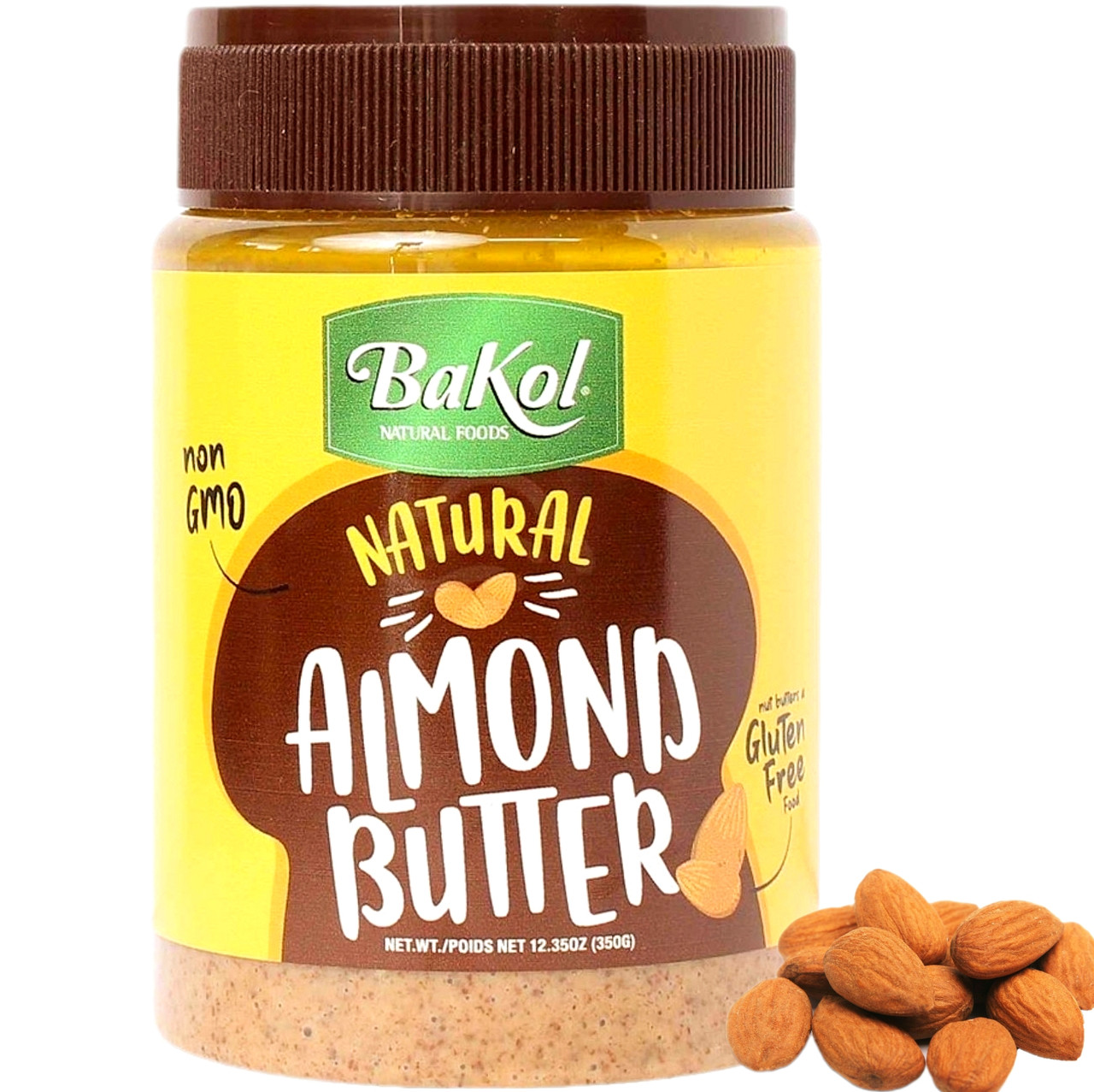 Bakol Natural Almond Butter, Non-GMO, Gluten Free, 12.35 oz - Whole And ...