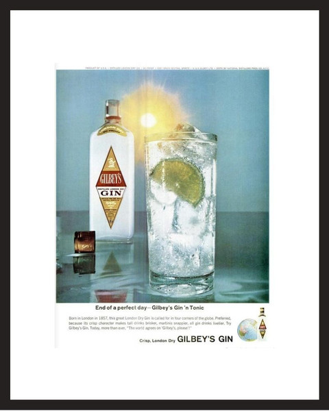 Life Magazine Framed Original Ad 1965 Gilbeys Gin Ad