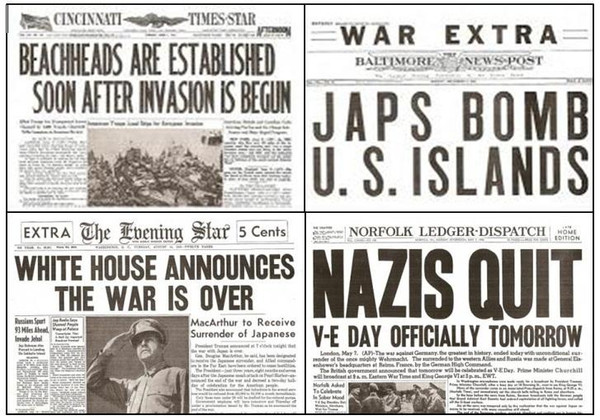 World War Two Major Events Newspaper Set reprints of original news