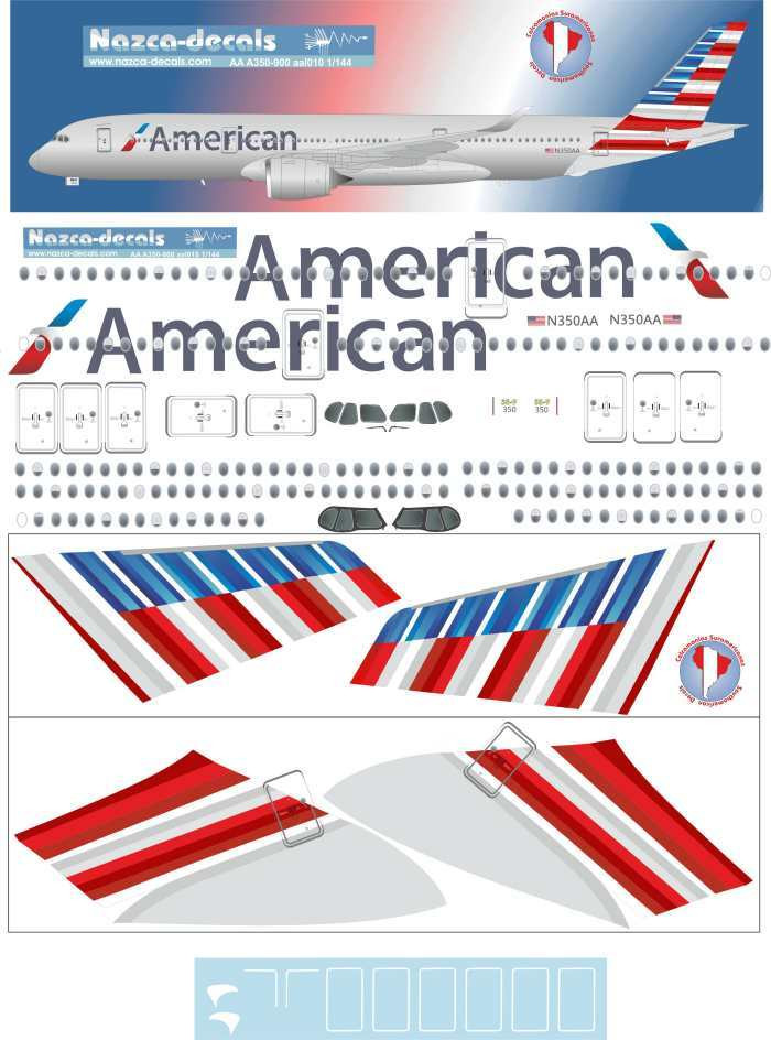 1/200 Scale Decal American A350-900
