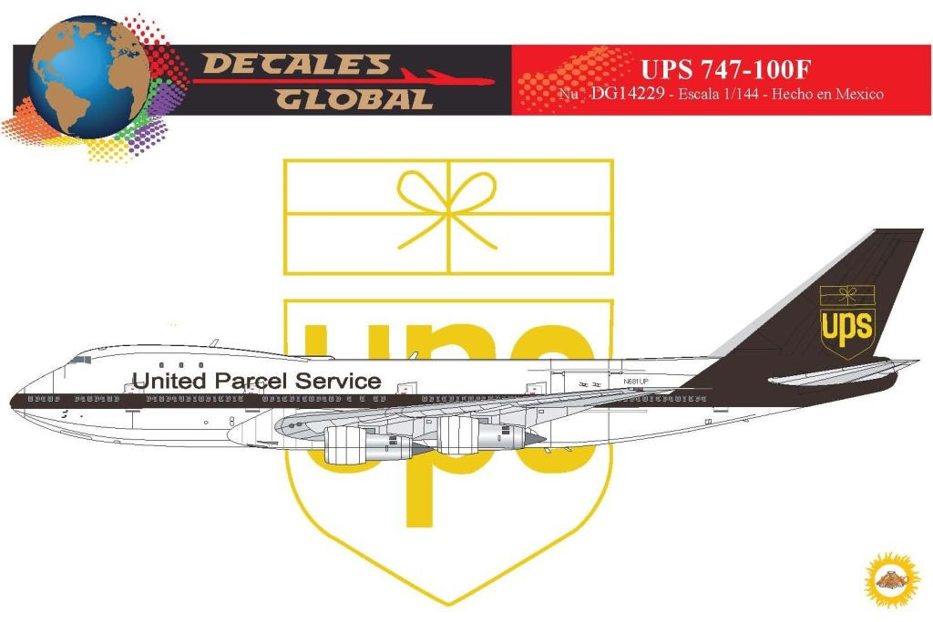 1/144 Scale Decal UPS 747-100F