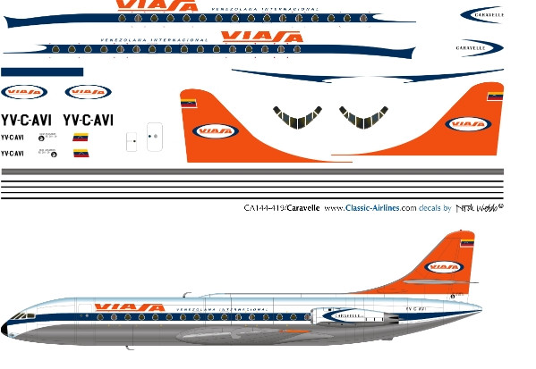 1/144 Scale Decal Viasa Caravelle - JoyDecals.com