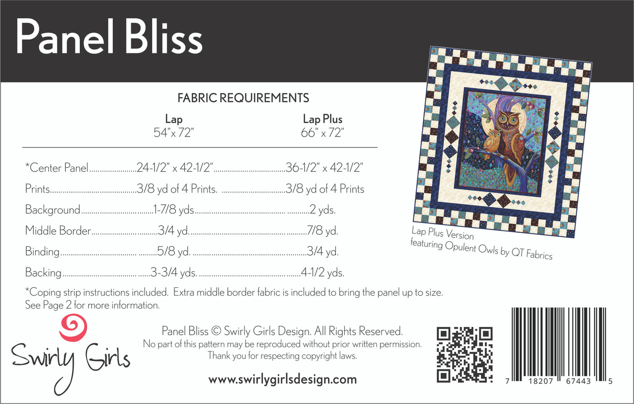 SGD081pdf Panel Bliss Pattern - Fat Quarter Gypsy Shop