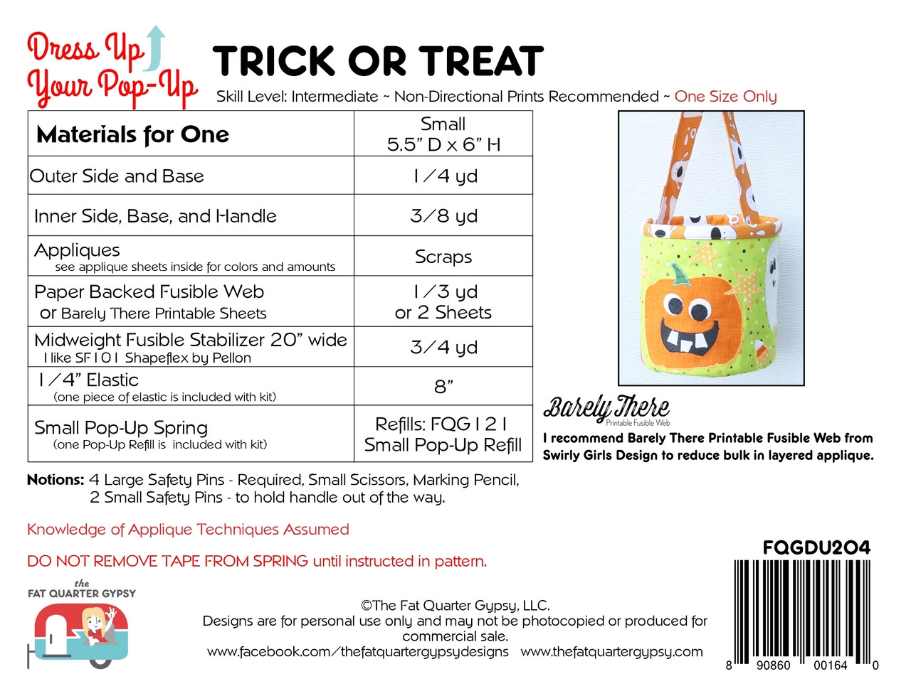 FQGDU204 Trick or Treat Pop-Up Kit includes hardware