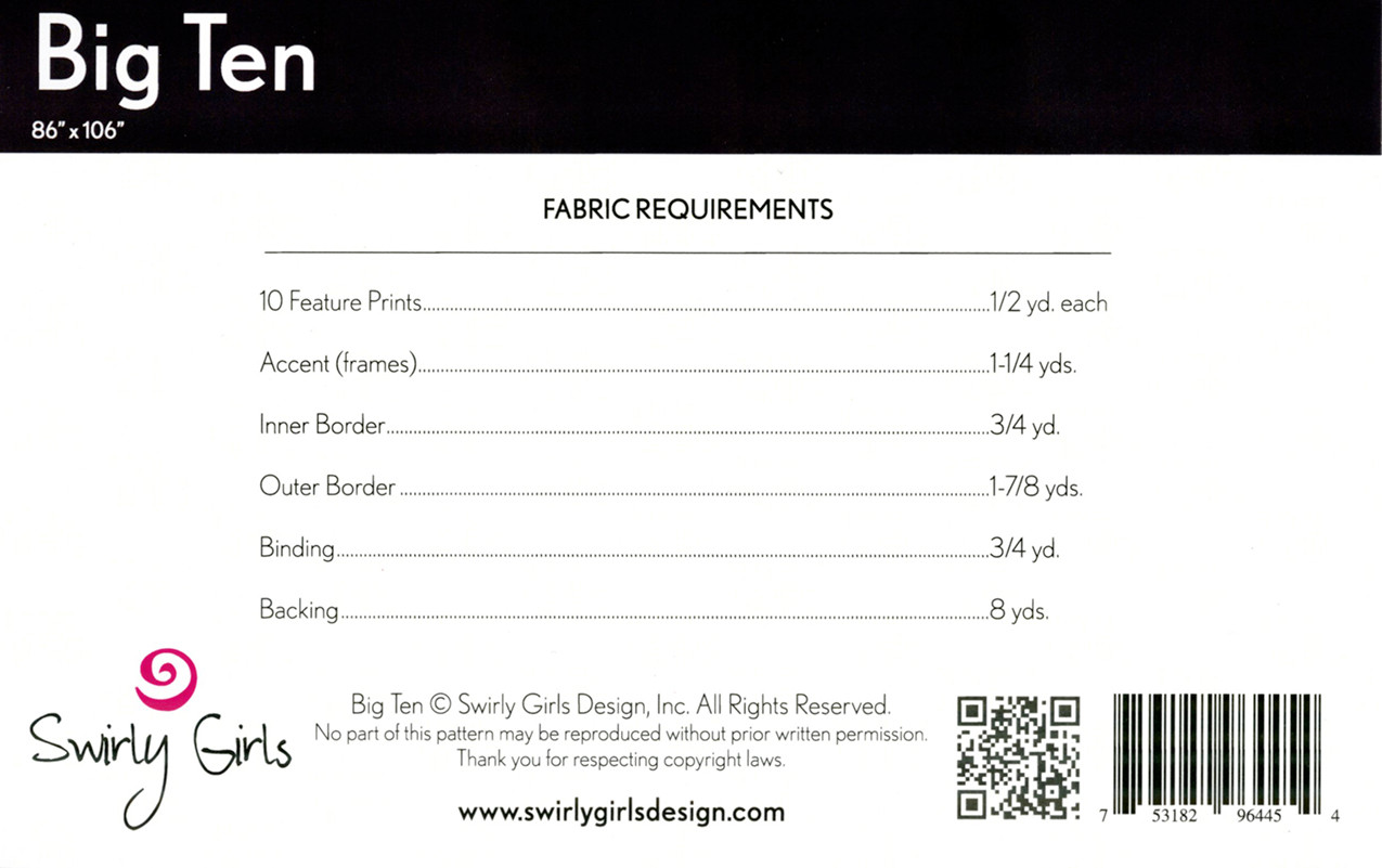 Big Ten Quilt Pattern by Swirly Girls Design