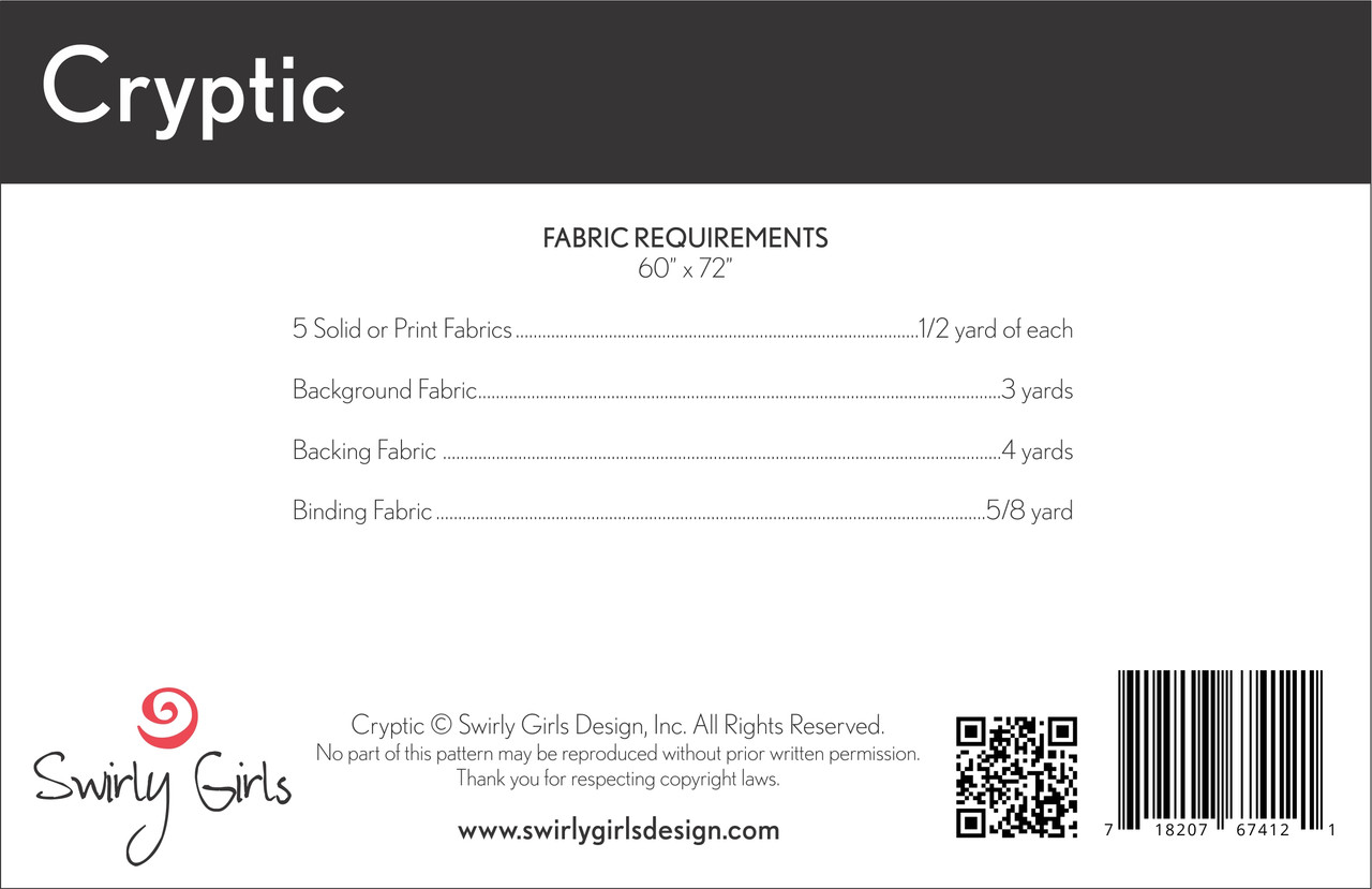 Cryptic Quilt Pattern by Swirly Girls Design