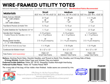 FQG149 Wire-Framed Utility Totes Pattern - Fat Quarter Gypsy Shop