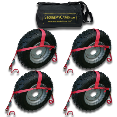 ATV Wheel Net Kit (4pack w/ Bag - Red) - SecureMyCargo.com