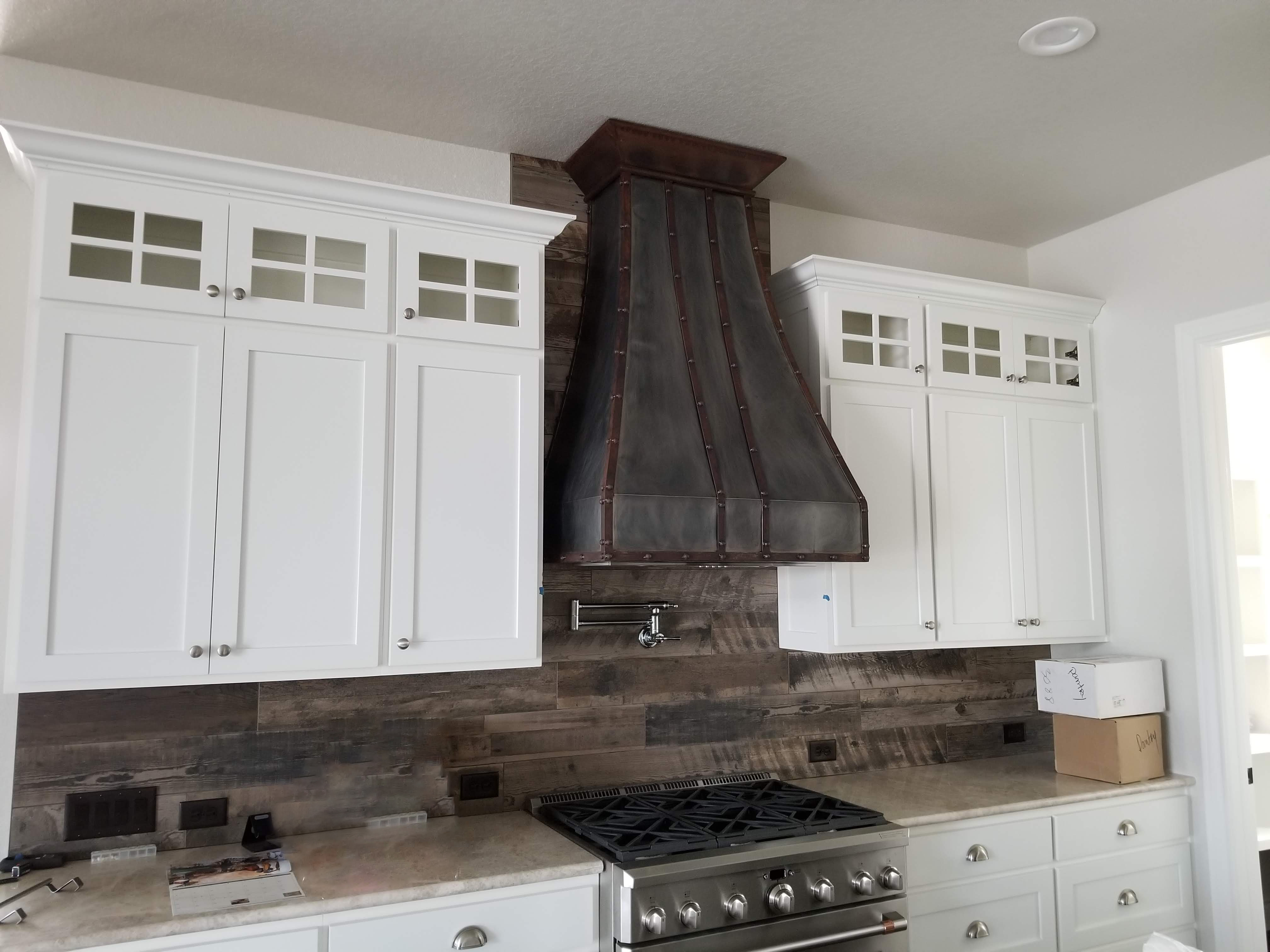 Forged Iron Range Hood with Rusted Straps - Rustica House