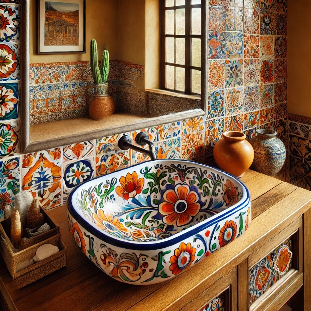 Mexican Painted Ceramic Bath Vessel Sinks – Handcrafted Talavera ...