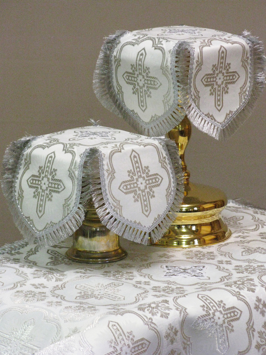 Aer and Chalice Veil Set - White #4 - St. Johns Monastery