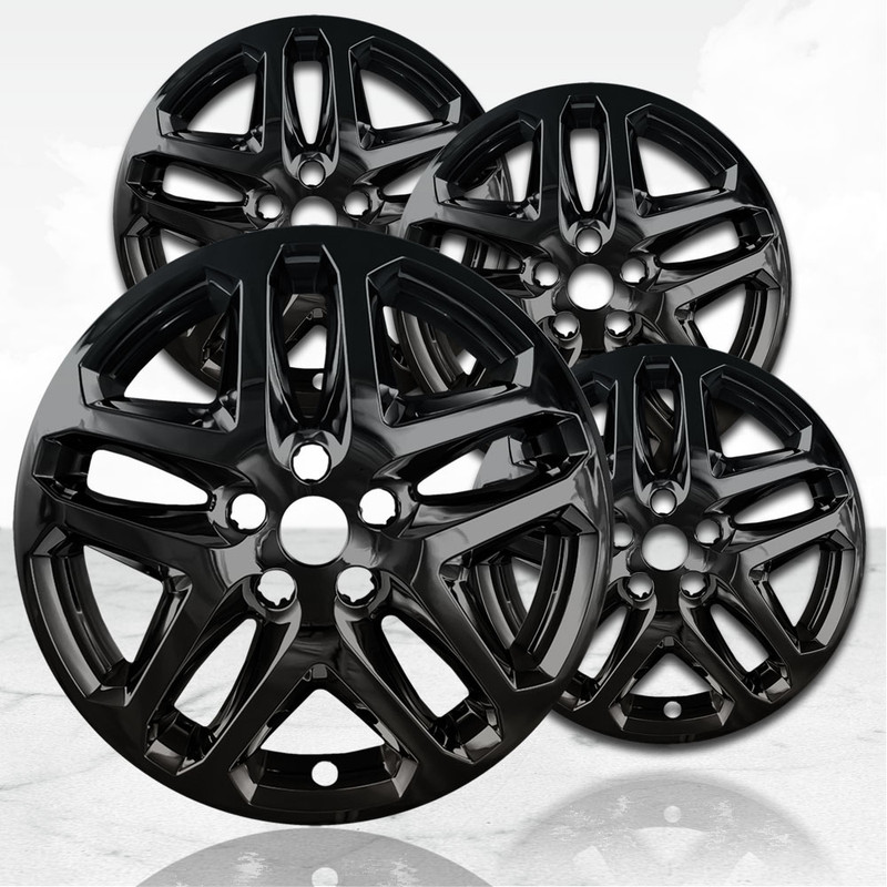 17 4pc Gloss Black Wheel Skins Set of 4 for 2013 2016 Ford Fusion