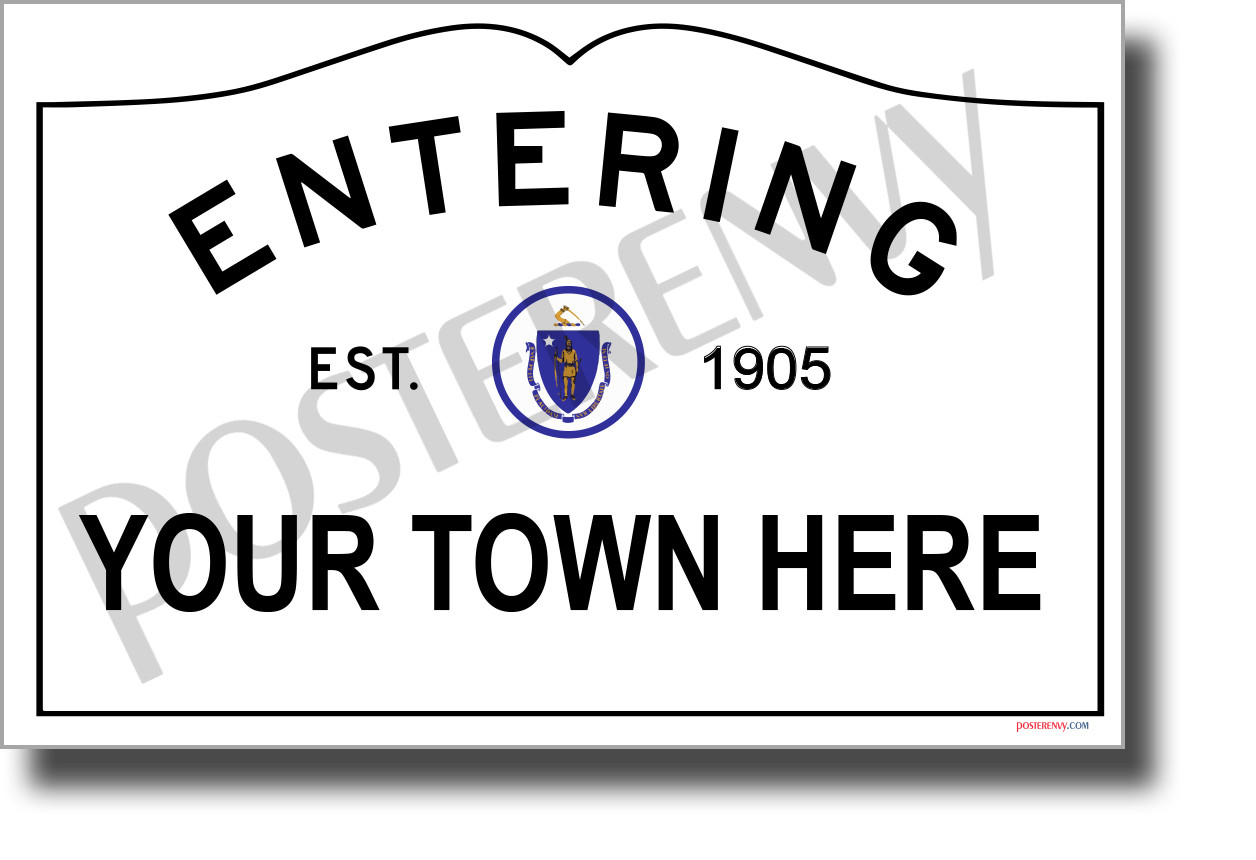 CUSTOM MA Town Sign - NEW World Travel Massachusetts - Poster (tr608)