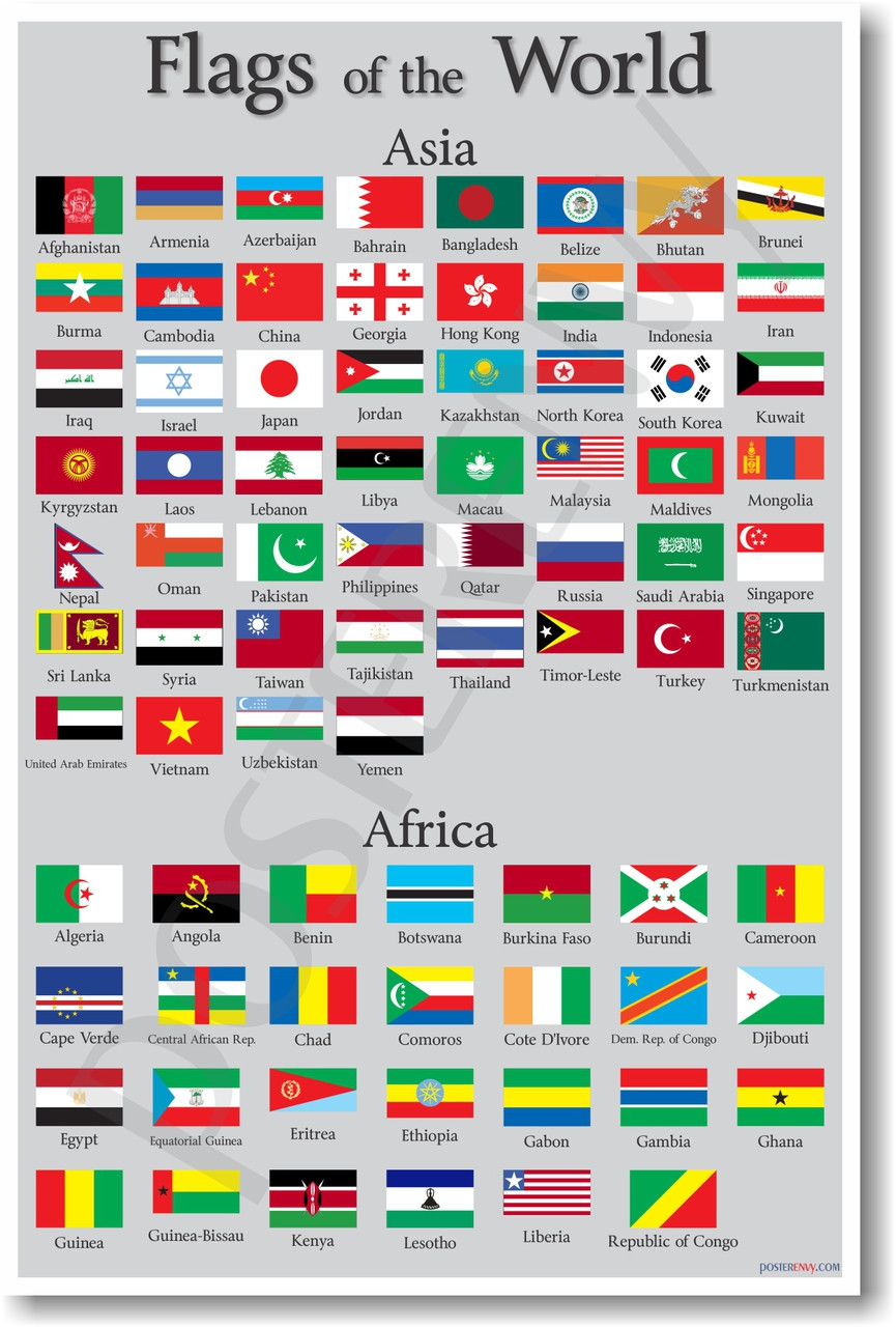 Flags of the World - Africa & Asia - NEW World Travel Poster (tr303)