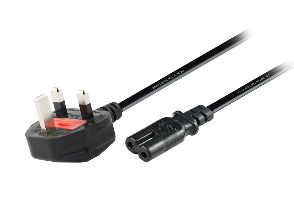 2M UK 3Pin Wall Plug to IEC C7 Power Cable - www.powercord.com.au