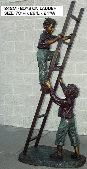 842 Boys On Ladder - Wholesalebronze.com a F&R Bronze Company